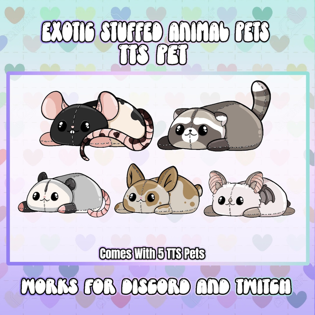 Exotic | 5 PACK | Stuffed Animal | TTS Pet | Twitch Assets - Etsy
