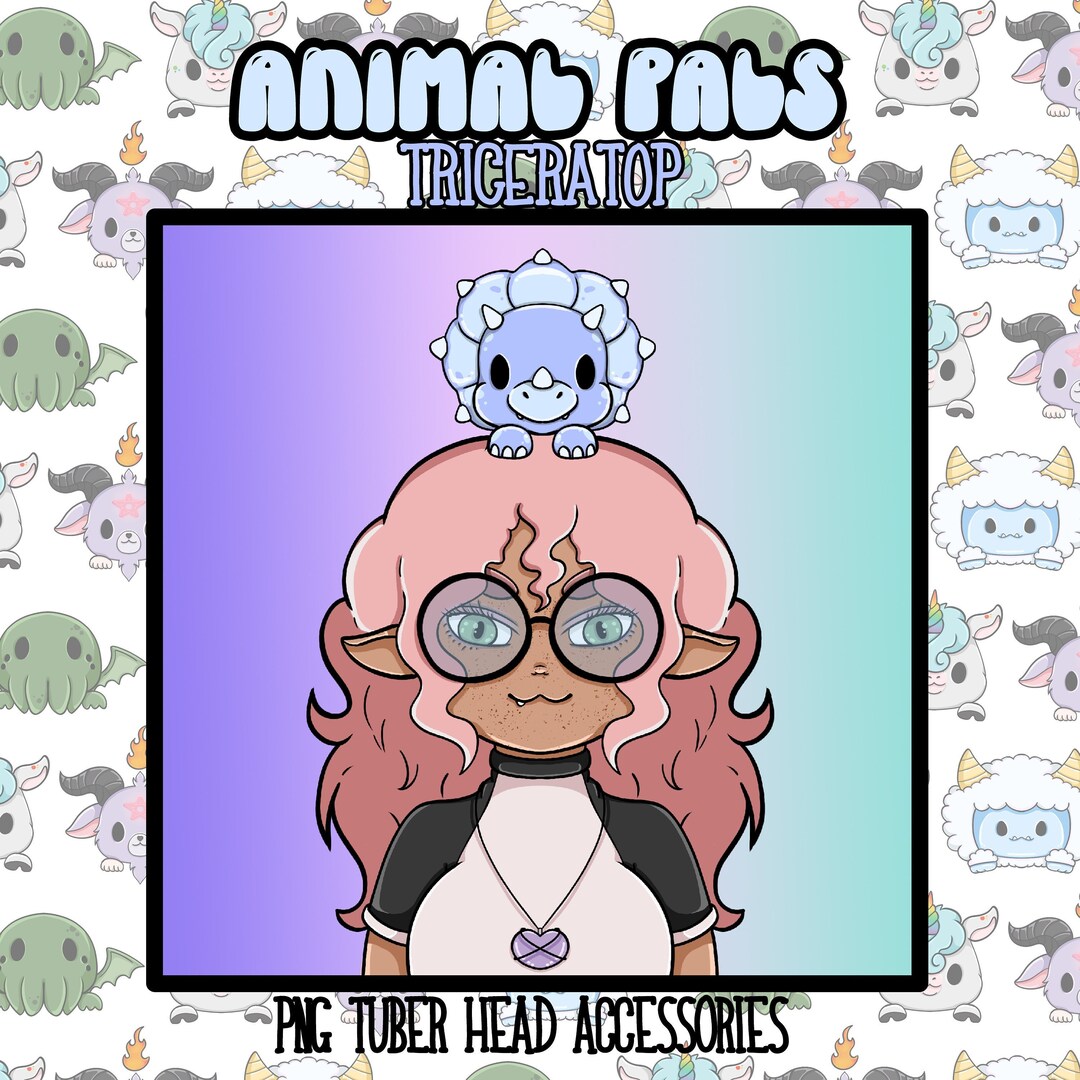 Triceratops | Cute Animal Pals | PNG Tuber Accessories | Twitch Assets ...