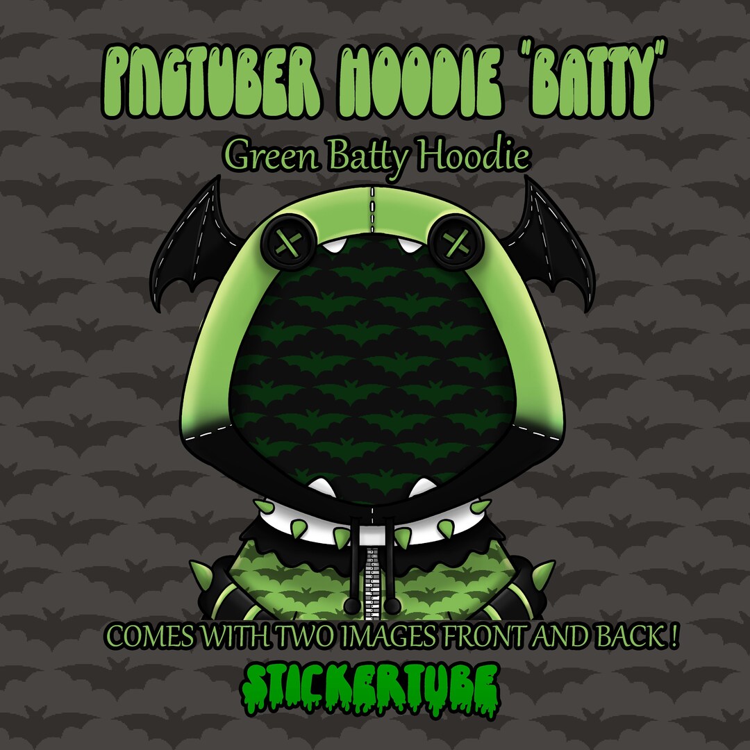 Batty Hoodie | Green | Pngtuber Hoodie | Twitch Assets - Etsy