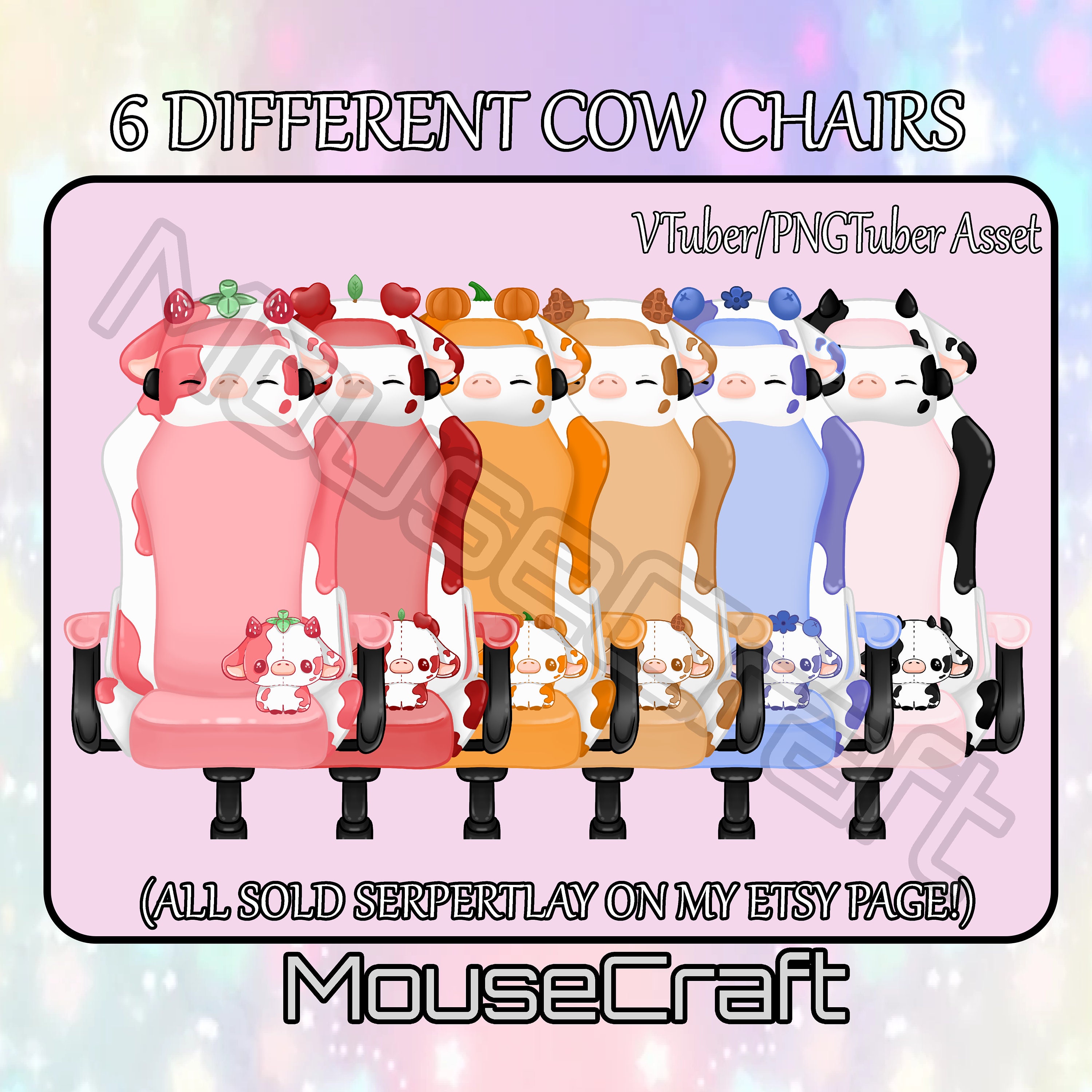 Blueberry Cow Gaming Chair | Vtuber-pngtuber Assest | Twitch Assets - Etsy