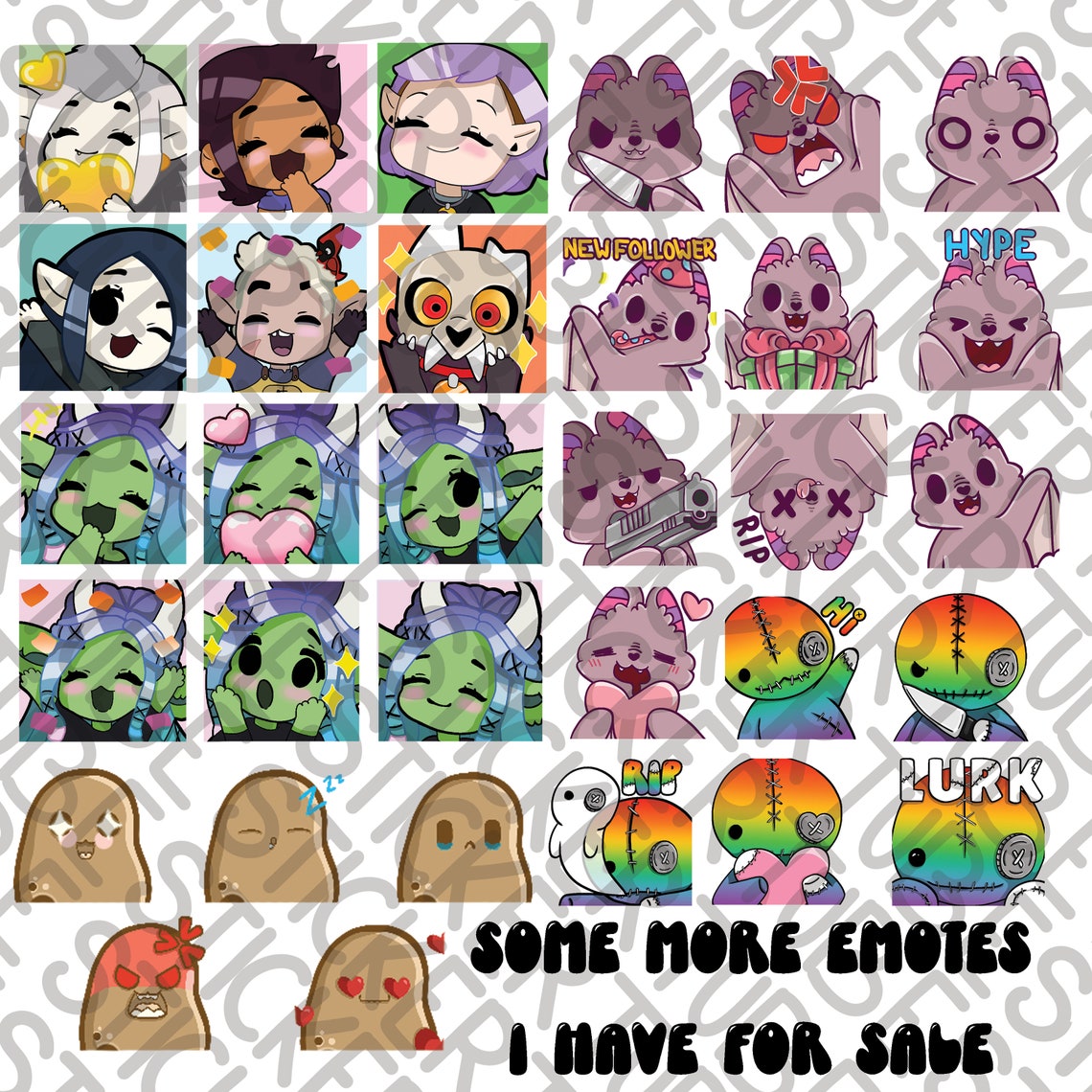 Twitch Emote Cute Rainbow Voodoo-doll Vol 1 6 Pack - Etsy