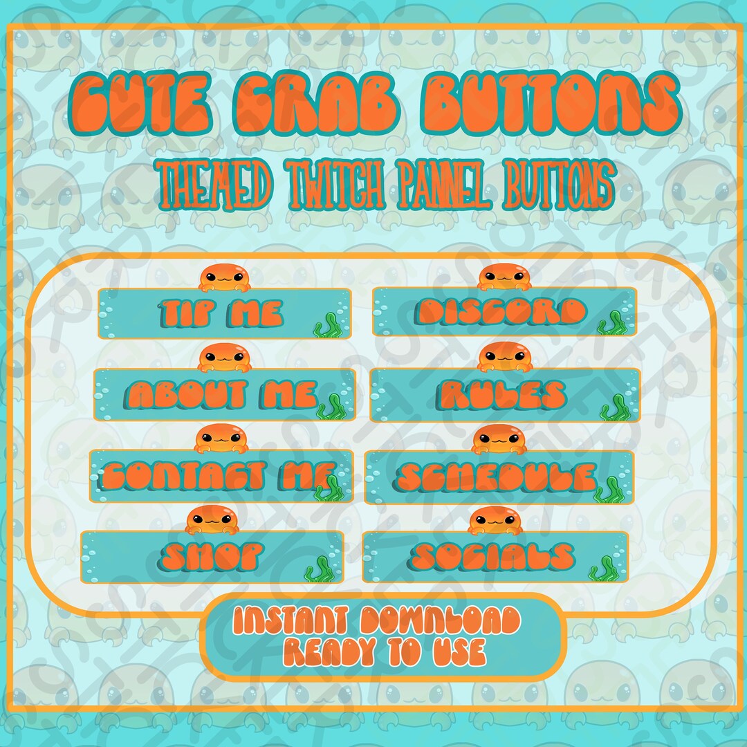 Cute Crab | 8 Pack | VOL 1 | Twitch Panel Buttons - Etsy