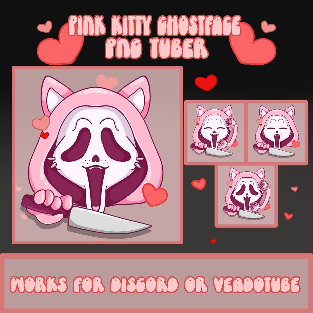 Pink Kitty Scary Mask | Premade PNG Tuber | Veadotube | Discord ...