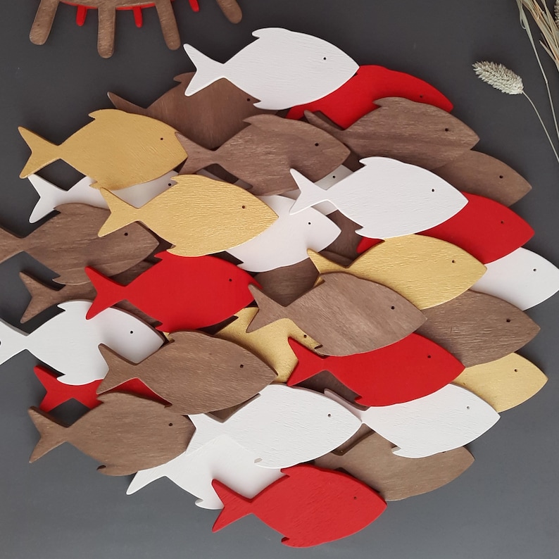 Wooden Fish Wall Art School of Fish Wall Decor Modern Wall - Etsy