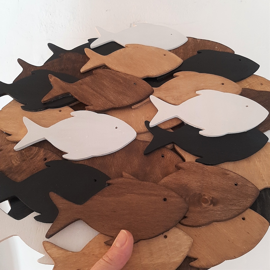 Wooden Fish Wall Art School of Fish Wall Decor Modern Wall | Etsy