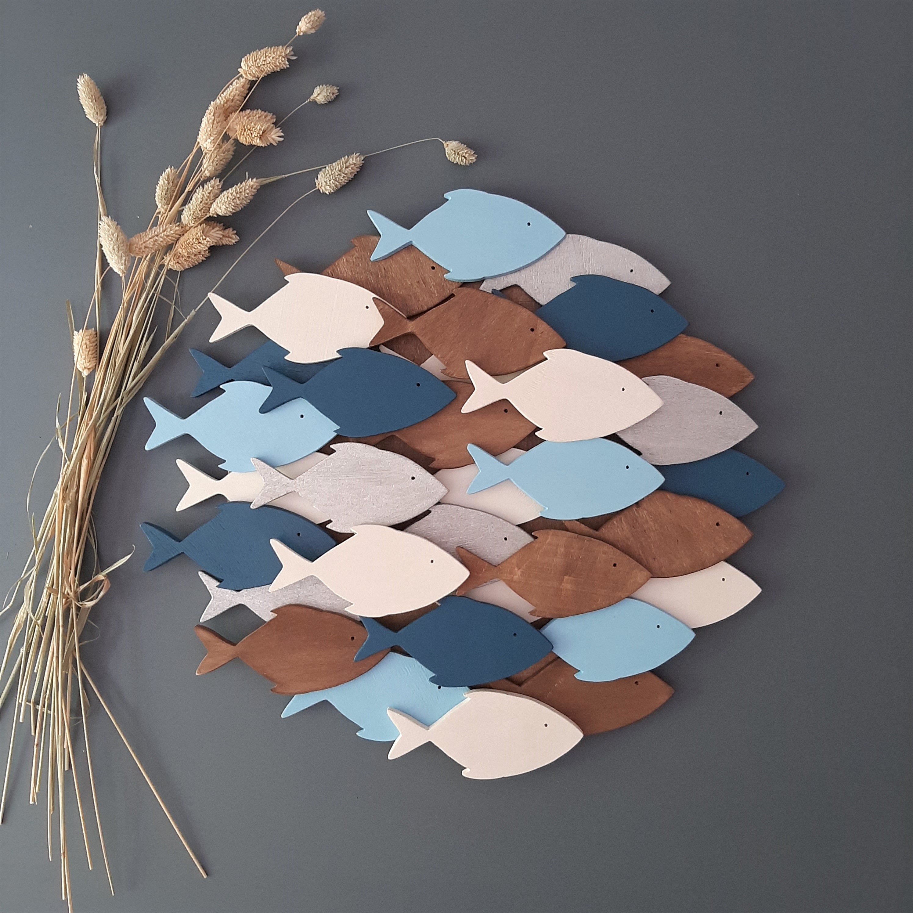 Wooden Fish Wall Art, School of Fish Wall Decor, Modern Wall Art ...