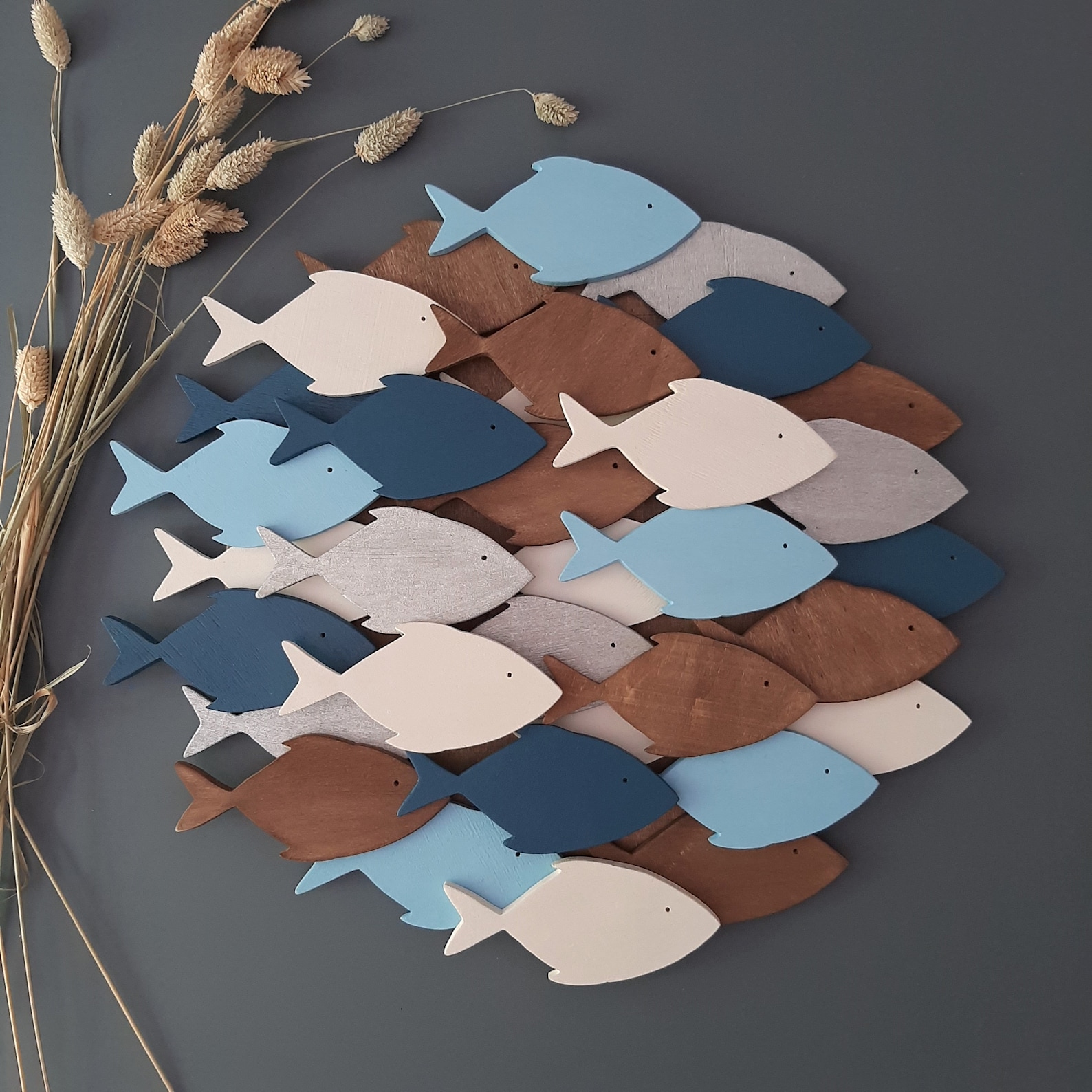Wooden Fish Wall Art, School of Fish Wall Decor, Modern Wall Art ...