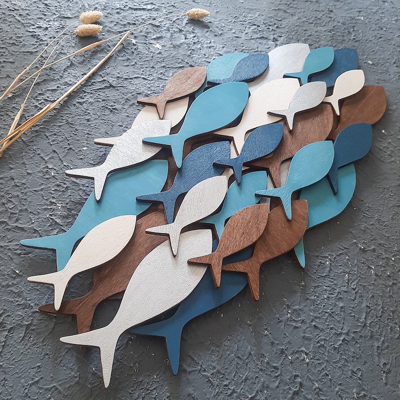Handmade Wooden Fish Wall Art: Coastal Modern Decor - Etsy