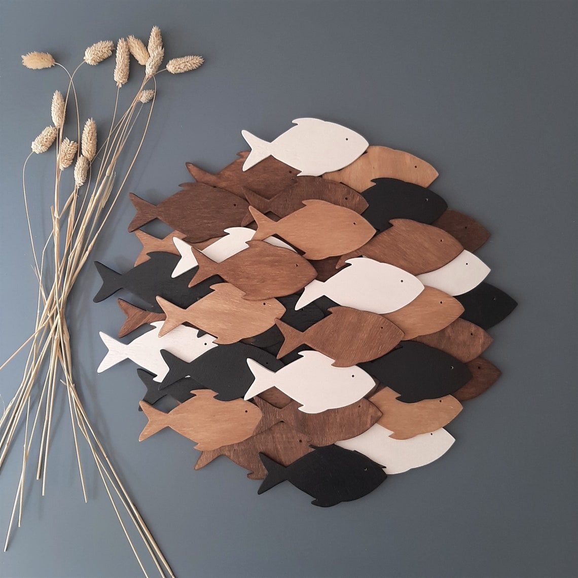 Wooden Fish Wall Art, School of Fish Wall Decor, Modern Wall Art ...
