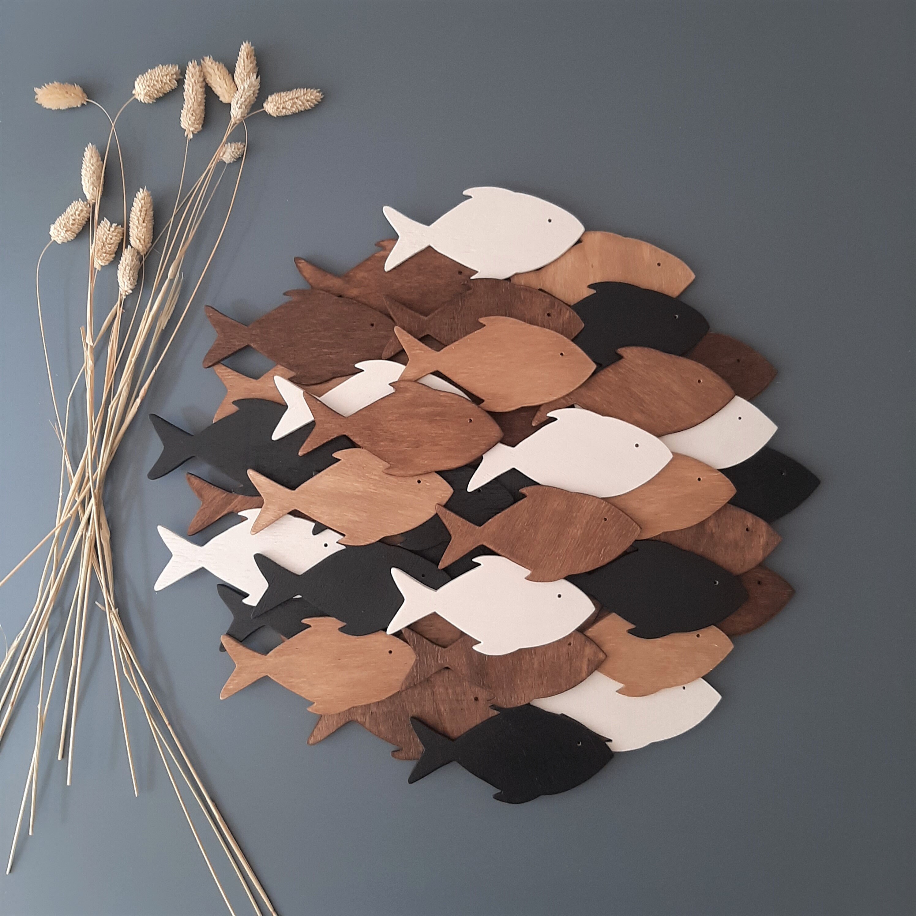 Wooden Fish Wall Art, School of Fish Wall Decor, Modern Wall Art ...