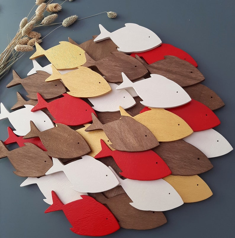 Wooden Fish Wall Art School of Fish Wall Decor Modern Wall - Etsy