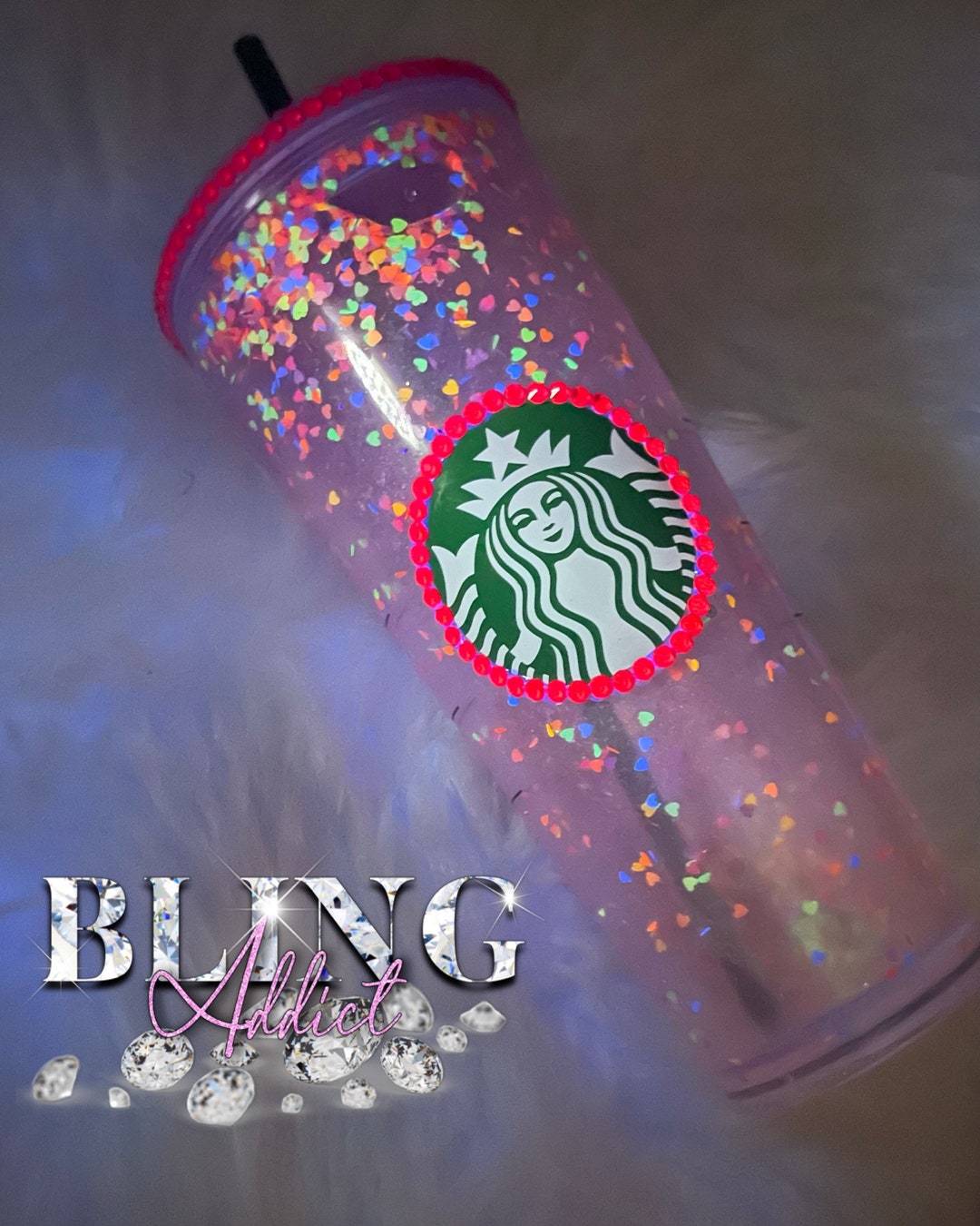 Neon Pink Glow in the Dark Pink Drink Starbucks Bling Tumbler - Etsy