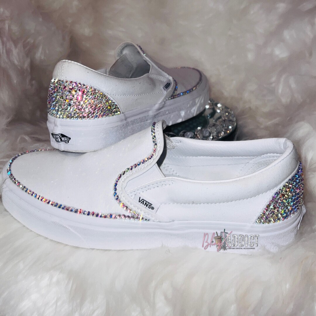 Custom Crystal Border Bling Vans Womens Classic Slip-ons - Etsy