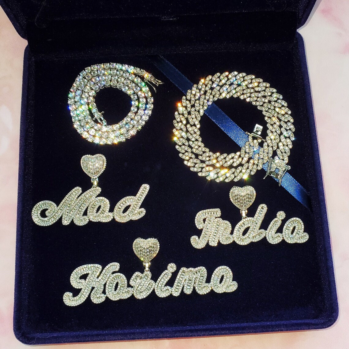 Memorized Love Scripted Personalized Heart Tennis Chain & - Etsy