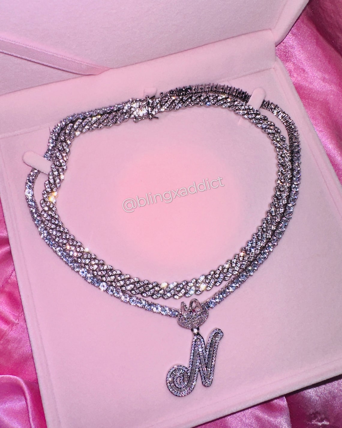 Memorized Love Scripted Personalized Heart Tennis Chain & - Etsy