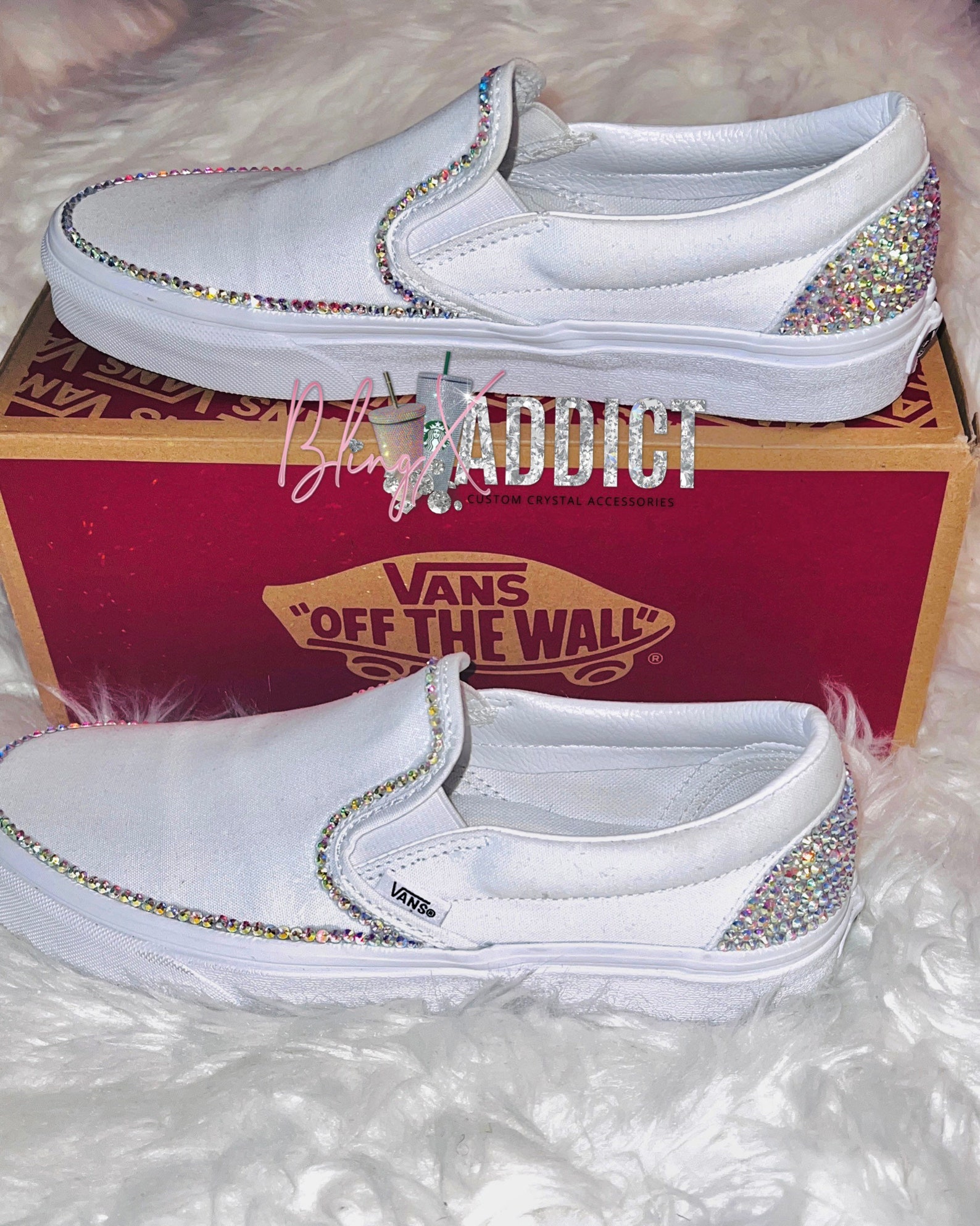 Custom Crystal Border Bling Vans Womens Classic Slip-ons - Etsy