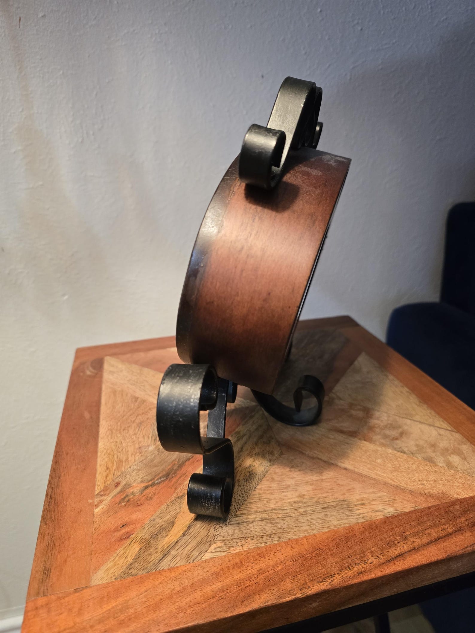 Vintage Wrought Iron Table Clock, Wooden Retro Clock, Old Time Clock ...