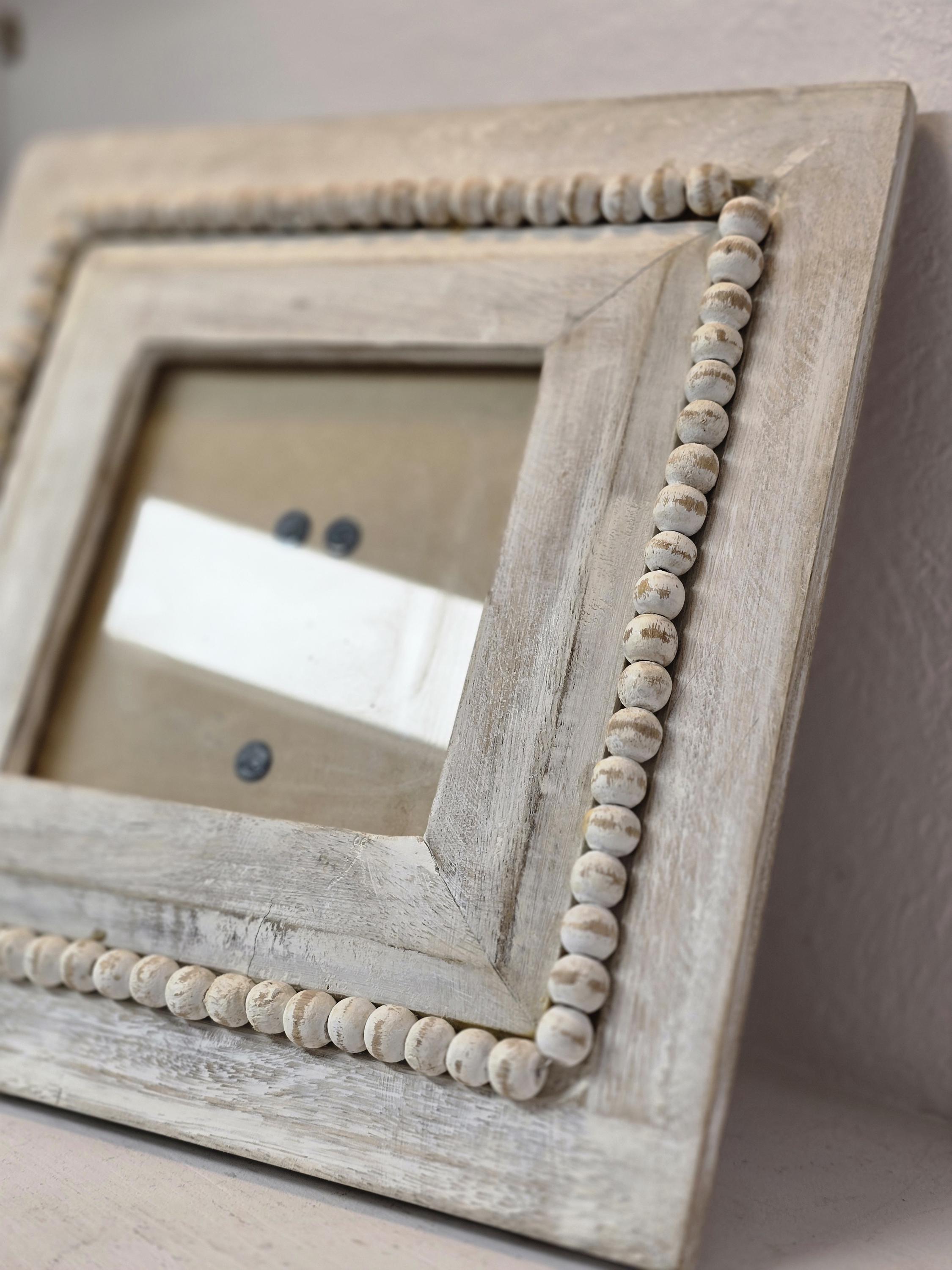 Rustic White Wood Beaded Picture Frame 10x10 Frame for 5x5 Photo ...