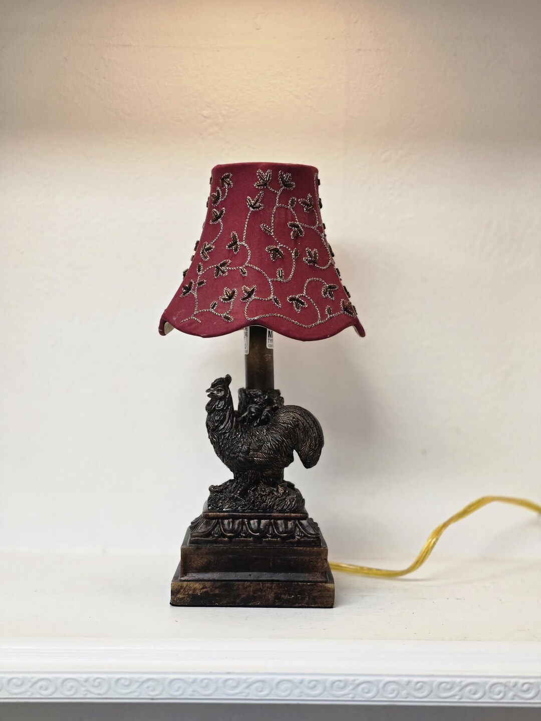 Vintage Rooster Lamp – Ornate Bronze-style Table Light – Rustic ...