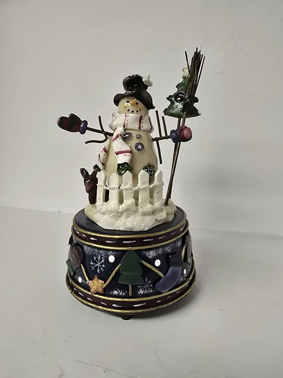 Vintage Christmas Music Christmas Snowman, Music Box Playing Jingle ...