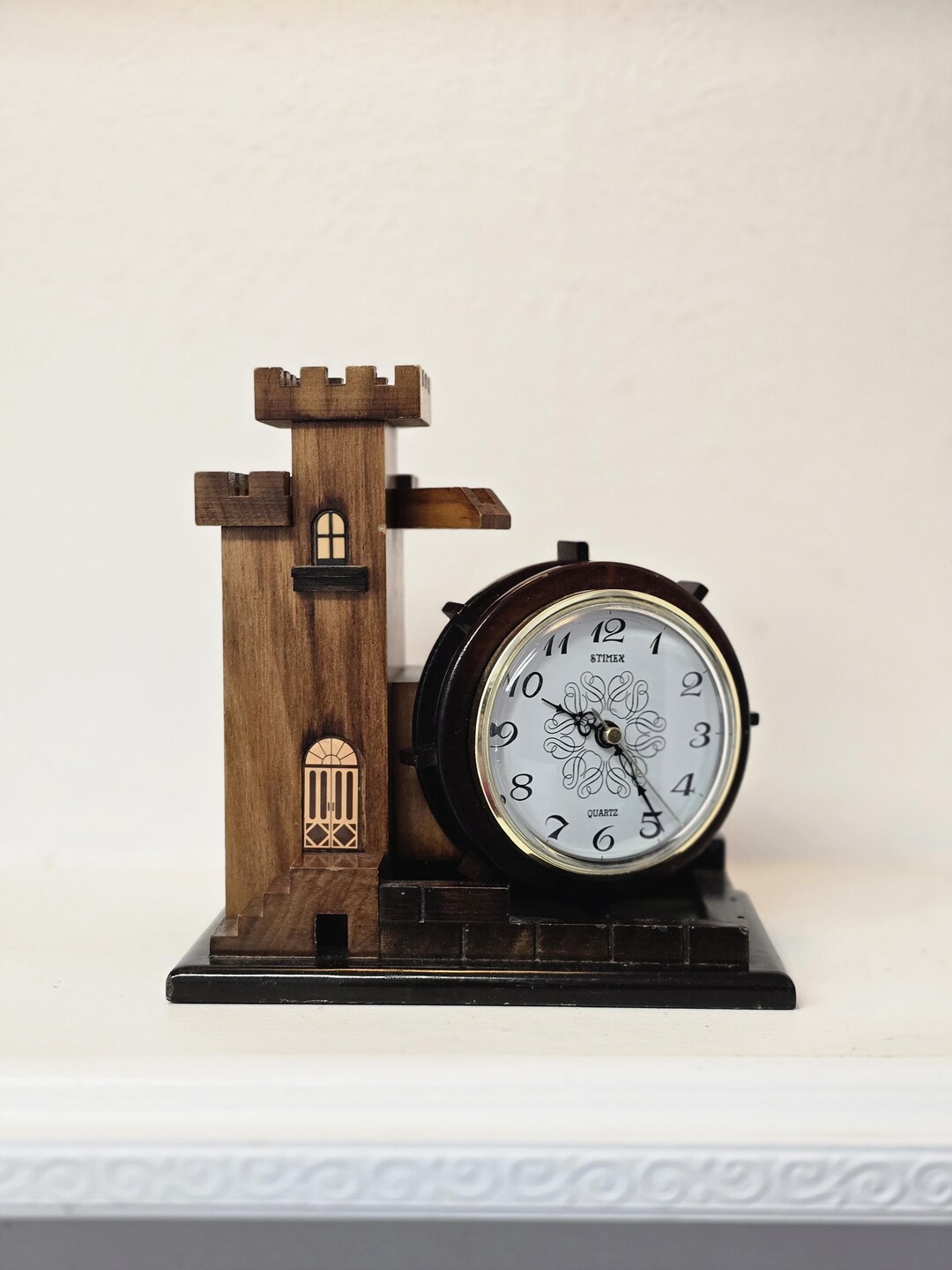 Vintage Rotating Castle Turret Clock – Timex Quartz Ship Wheel Desk ...