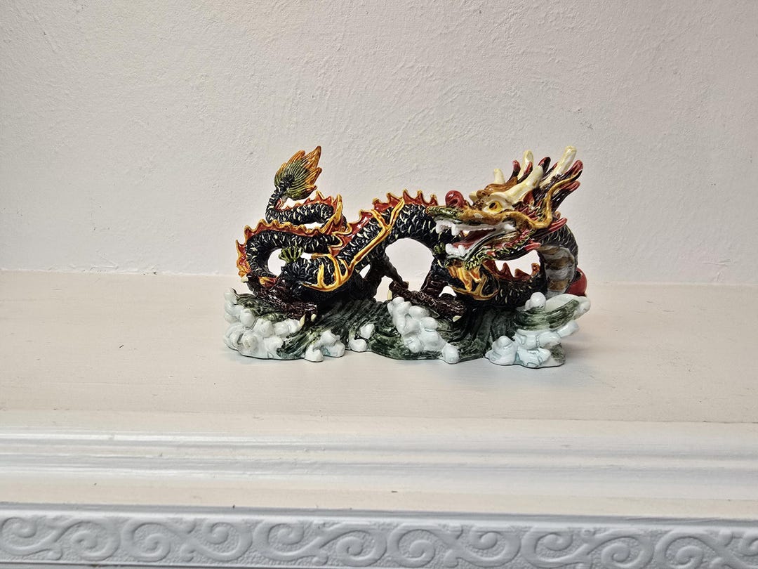 Hand-painted Ceramic Chinese Dragon Figurine – Feng Shui Decor ...