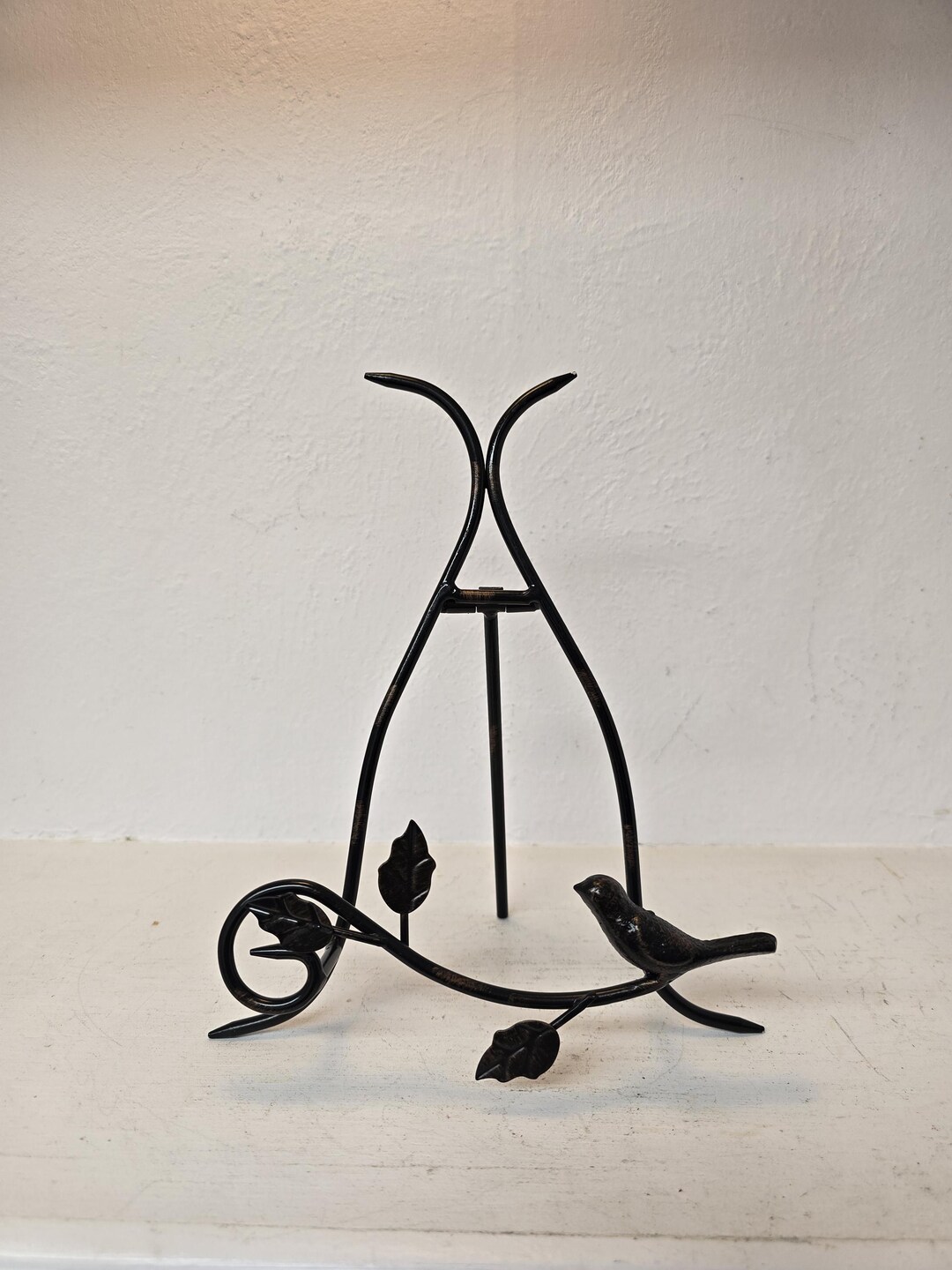 Vintage Mini Metal Easel Stand With Bird – Ornate Scrollwork Display ...