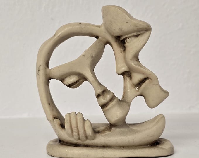 ART Mexico Sculpture, Modernism Abstract Lovers Face, Two Intertwined ...