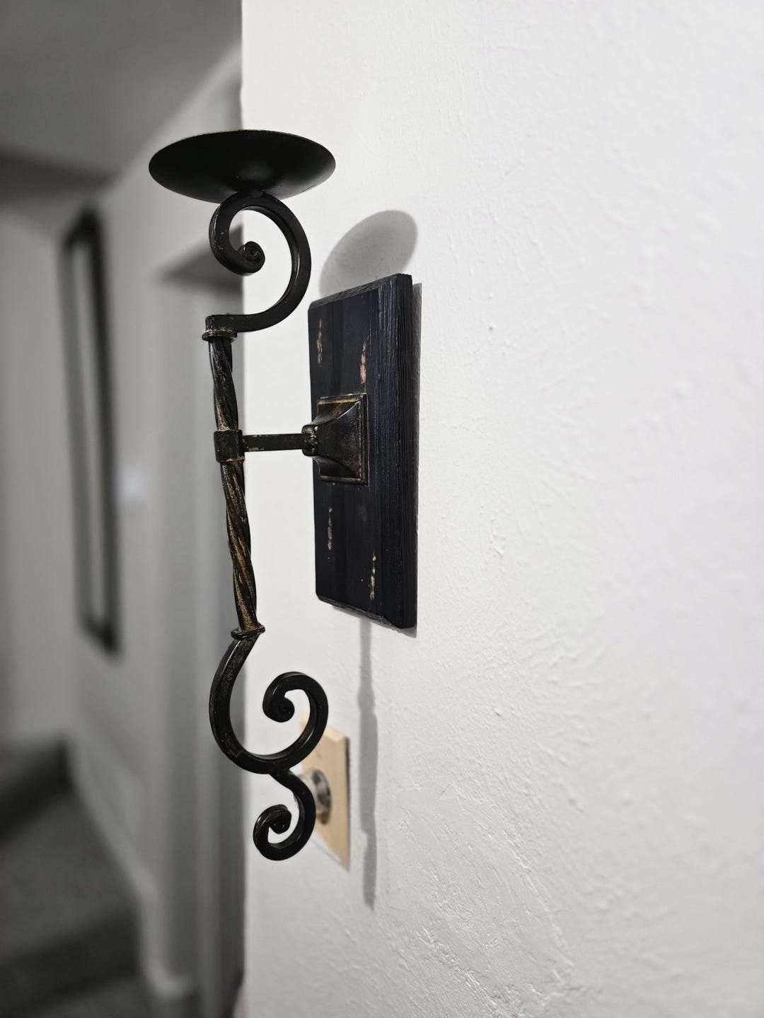 Rustic 18 Vintage Wrought Iron Wall Sconce Rustic Black Candle Holder ...