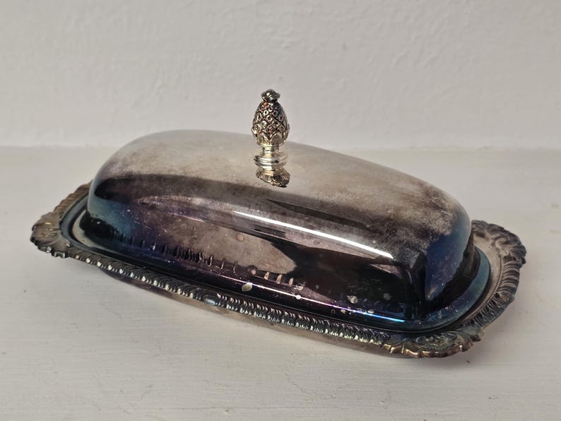 Silverplate Vintage Crosby Butter Dish With Pineapple Handle on Lid ...