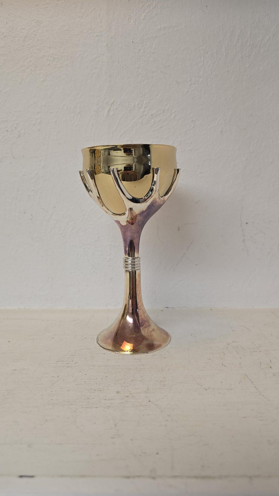 Tree of Life Two-tone Kiddush Cup – Vintage Gold & Silver Judaica ...