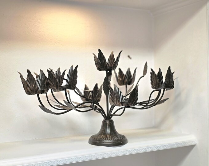 Vintage Metal 9-arm Candelabra – Elegant Leaf Design Taper Candle ...