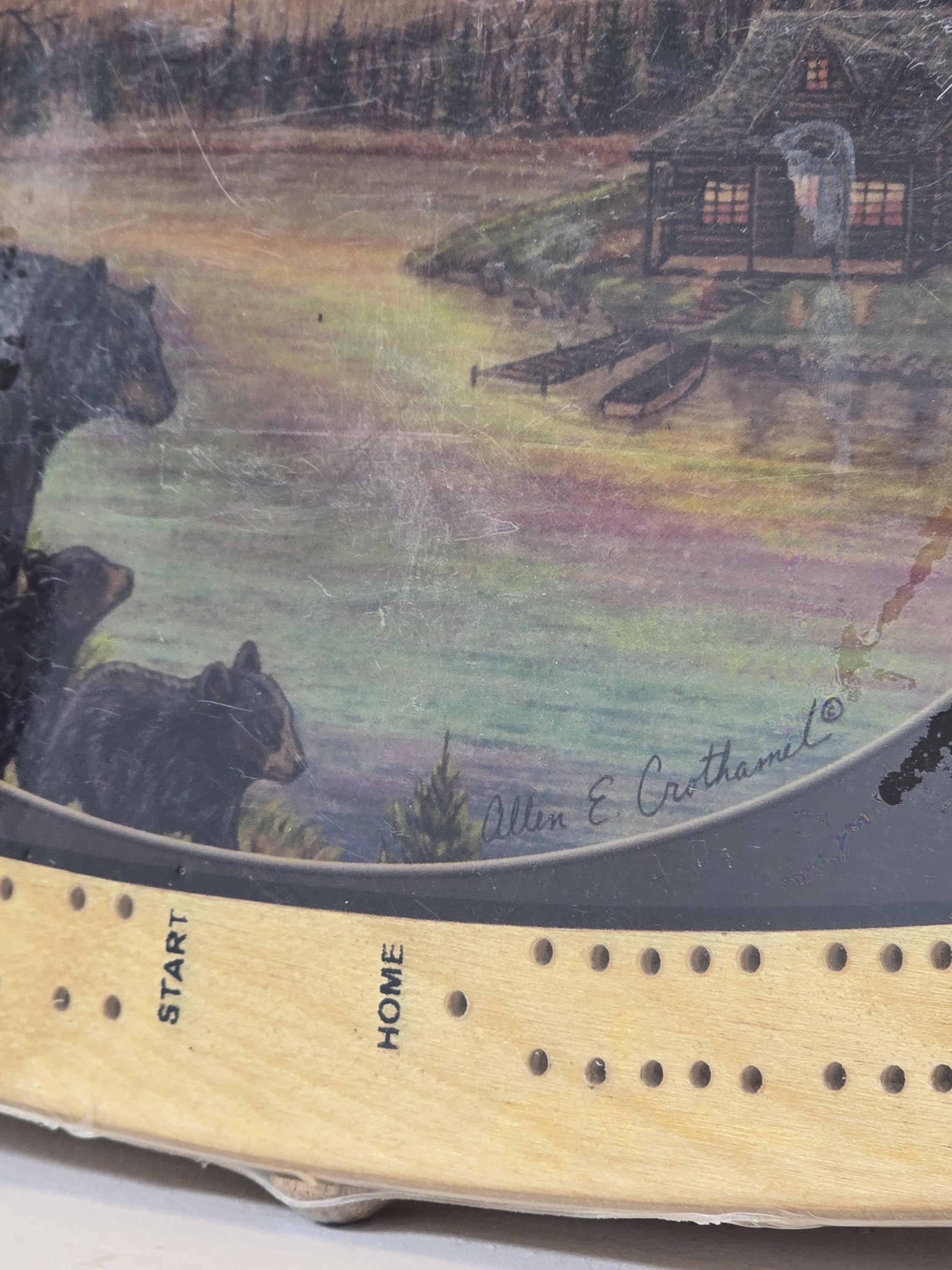 Hand-painted Rustic Oval Cribbage Board by Allen E. Crothamel – Cabin ...