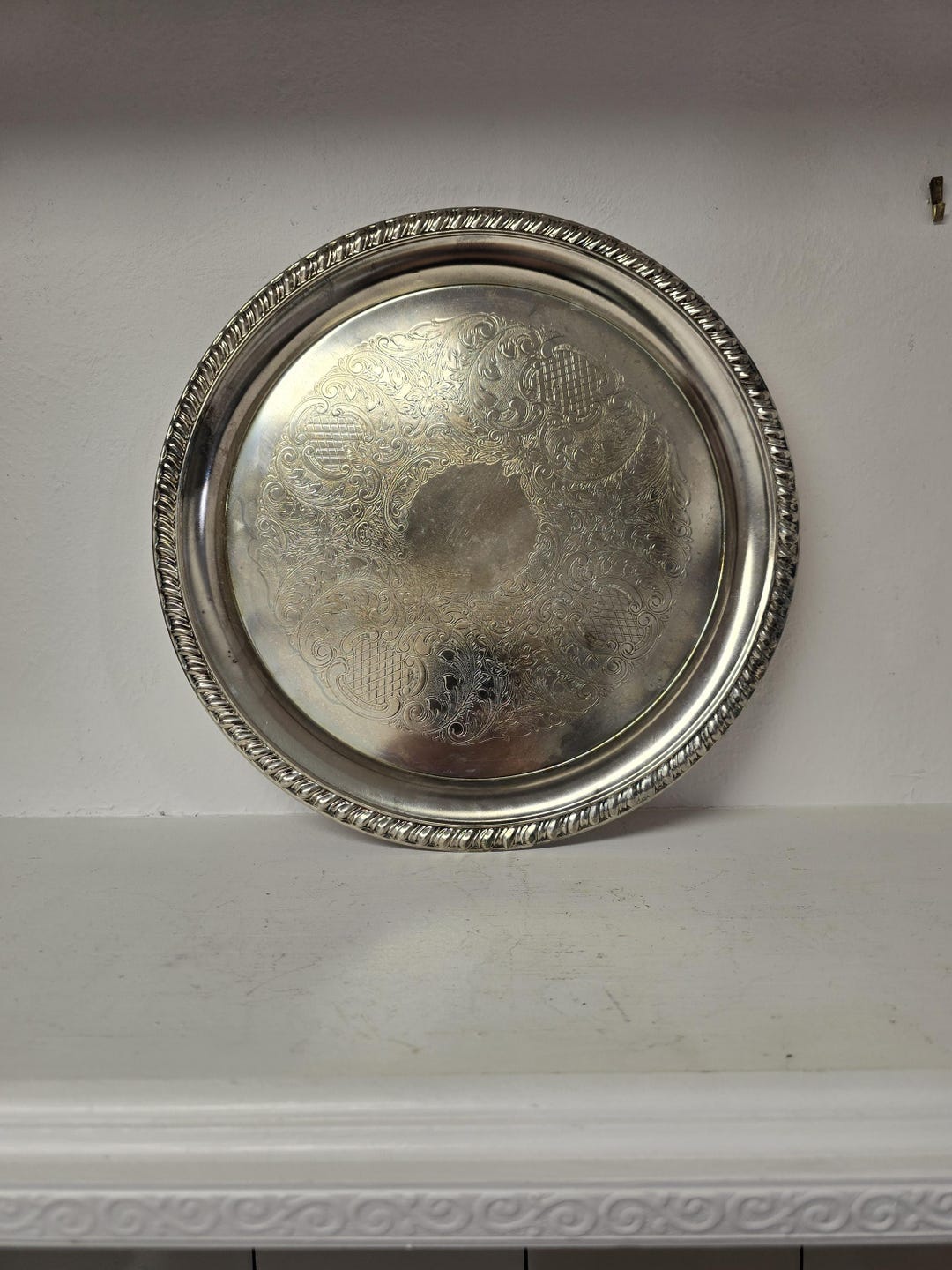 Vintage Raimond Silverplate Round Serving Tray – Ornate 12-inch Etched ...