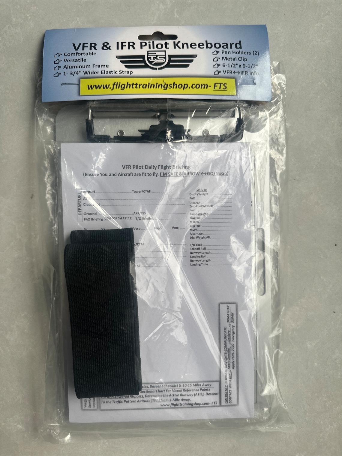 VFR&IFR Aliminum Pilot Kneeboard With Pen Holder, Leg Strap and VFR ...