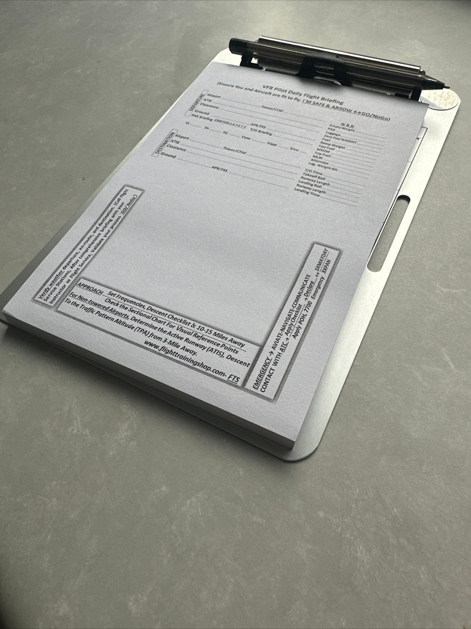 VFR&IFR Aliminum Pilot Kneeboard With Pen Holder, Leg Strap and VFR ...