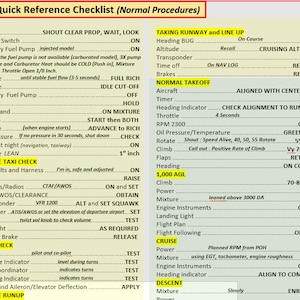 Cessna 172 Extended Quick Reference Checklist for Pilots. Durable ...