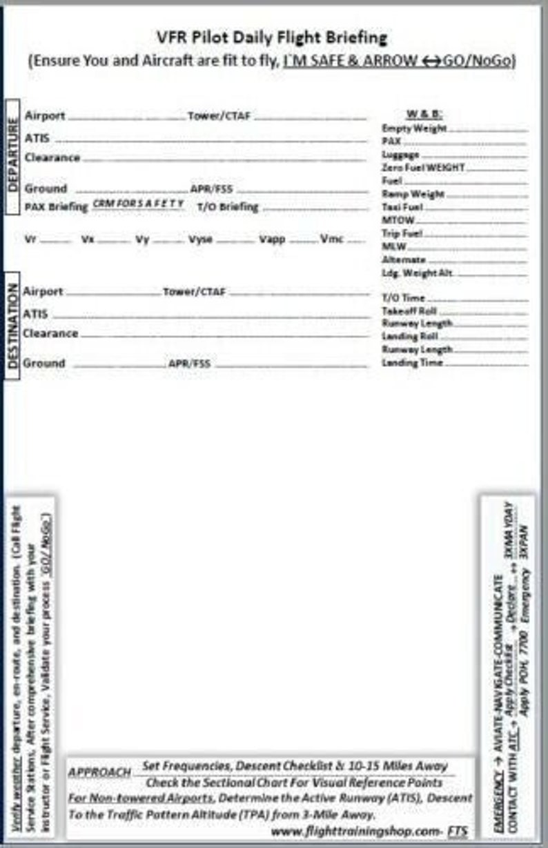 VFR Pilot Writing Pad With Magnet for Student Pilots - Etsy