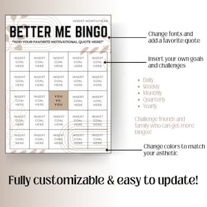 Goal Setting Bingo, Customize, New Years Resolution, Goal Setting, Fun ...