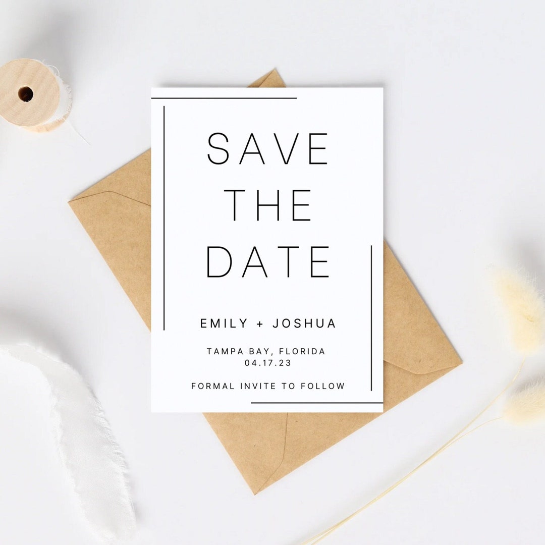 Simple Save the Date Template, Black and White Instant Digital Download ...
