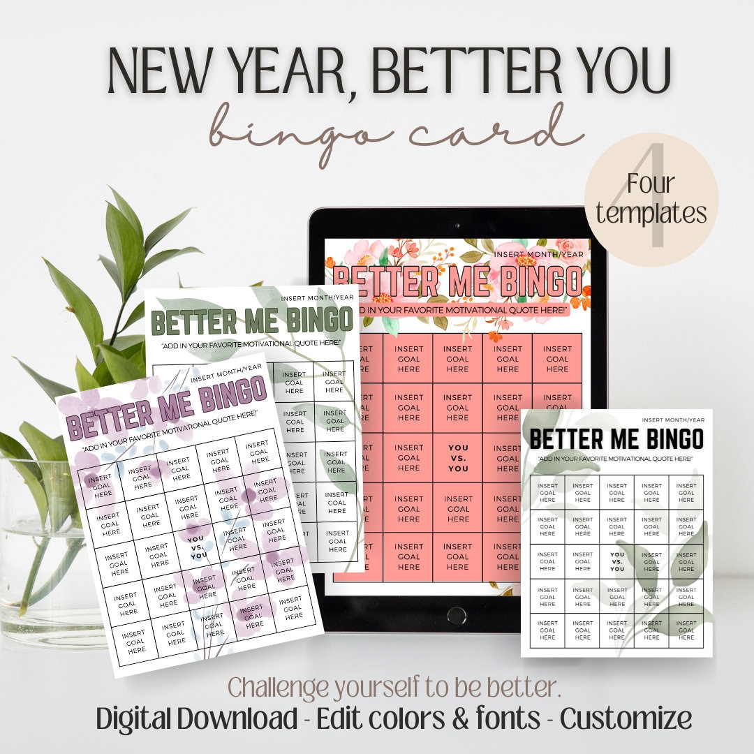 Goal Setting Bingo, Customize, New Years Resolution, Goal Setting, Fun ...