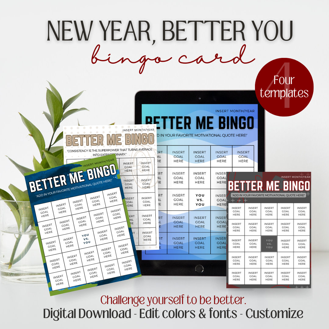 Goal Setting Bingo, Customize, New Years Resolution, Goal Setting, Fun ...