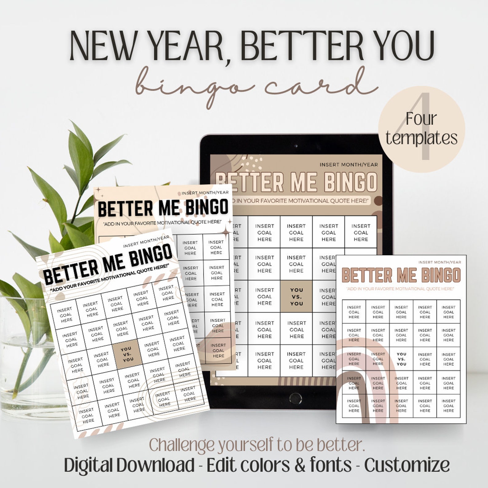 Goal Setting Bingo, Customize, New Years Resolution, Goal Setting, Fun ...