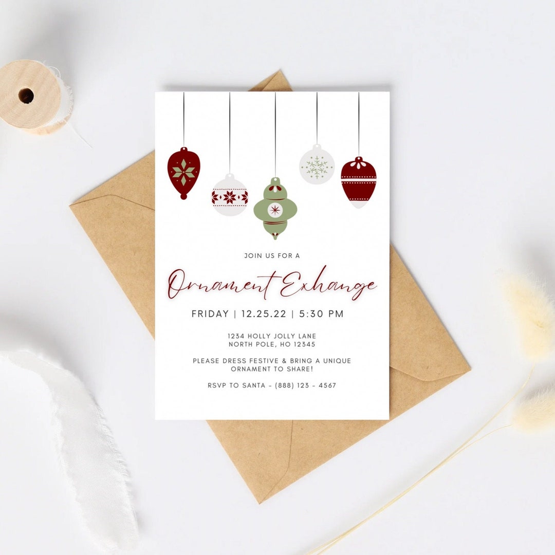 Ornament Exchange Digital Download Invitation Template, Editable ...
