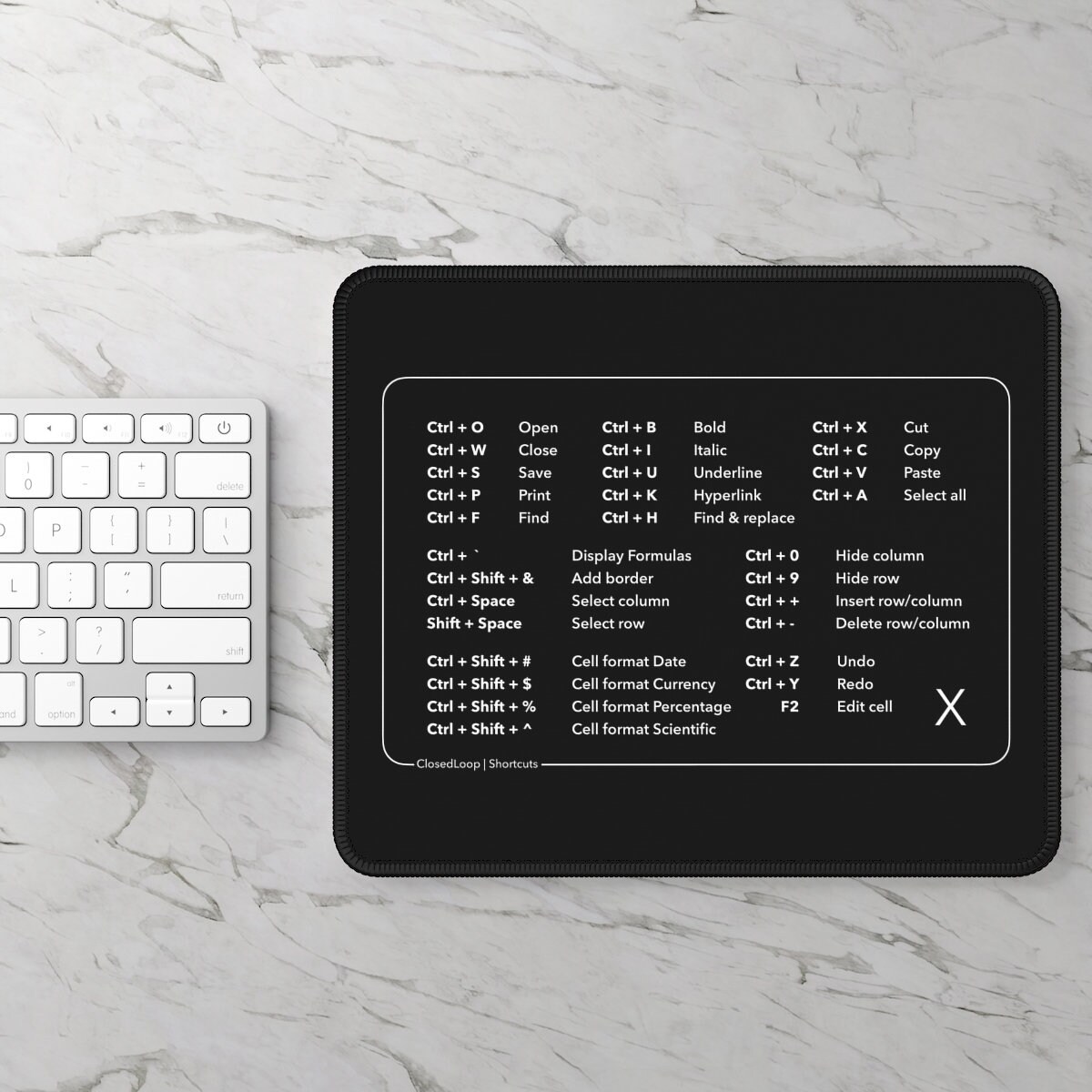 Excel Mousepad Shortcuts Mac and Windows Gift for the Office and ...