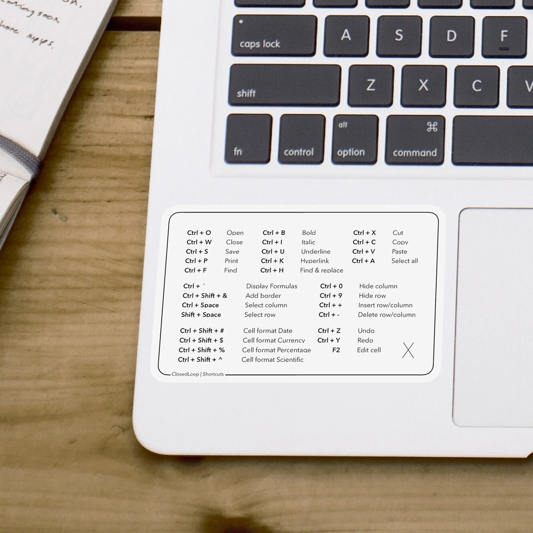 Excel Shortcuts Sticker MacBook or Windows Laptop Gift Keyboard ...