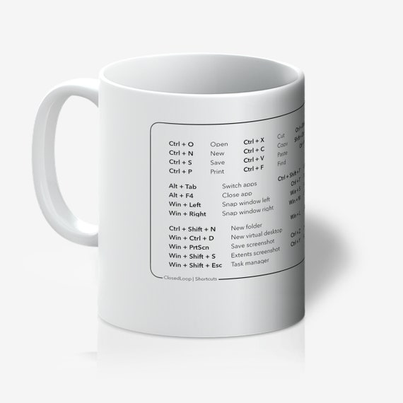 Kitchen & Dining Drinkware Travel Mugs Windows Shortcuts Mug Dark ...