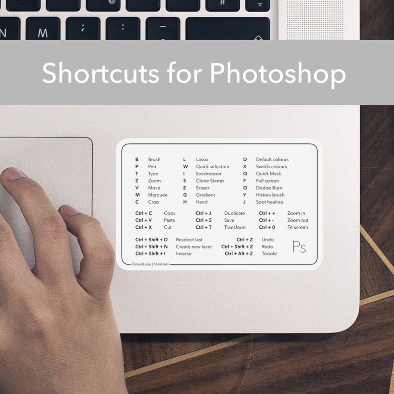 Photoshop Keyboard Shortcuts Sticker MacBook or Windows Laptop Gift ...