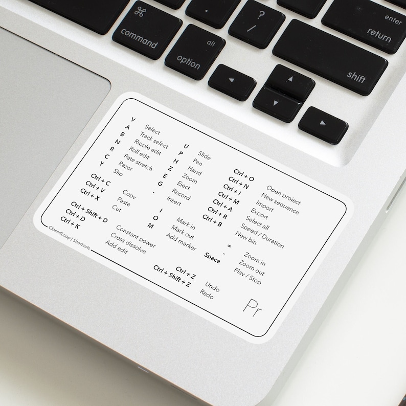 Premiere Pro Shortcuts Sticker MacBook or Windows Gift Keyboard ...