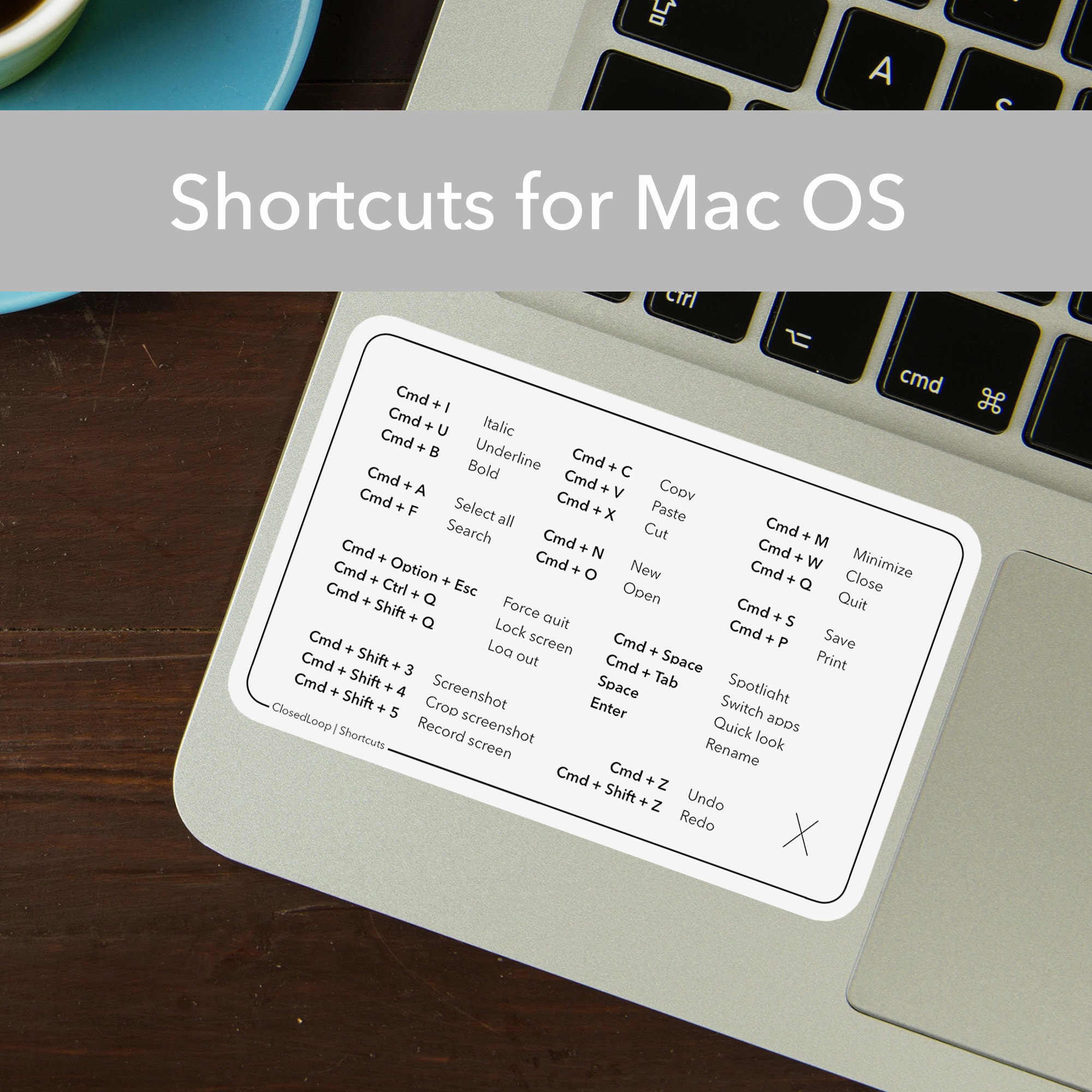 Mac OS Macbook Pro/air/imac Keyboard Shortcut Sticker/decal - Etsy UK